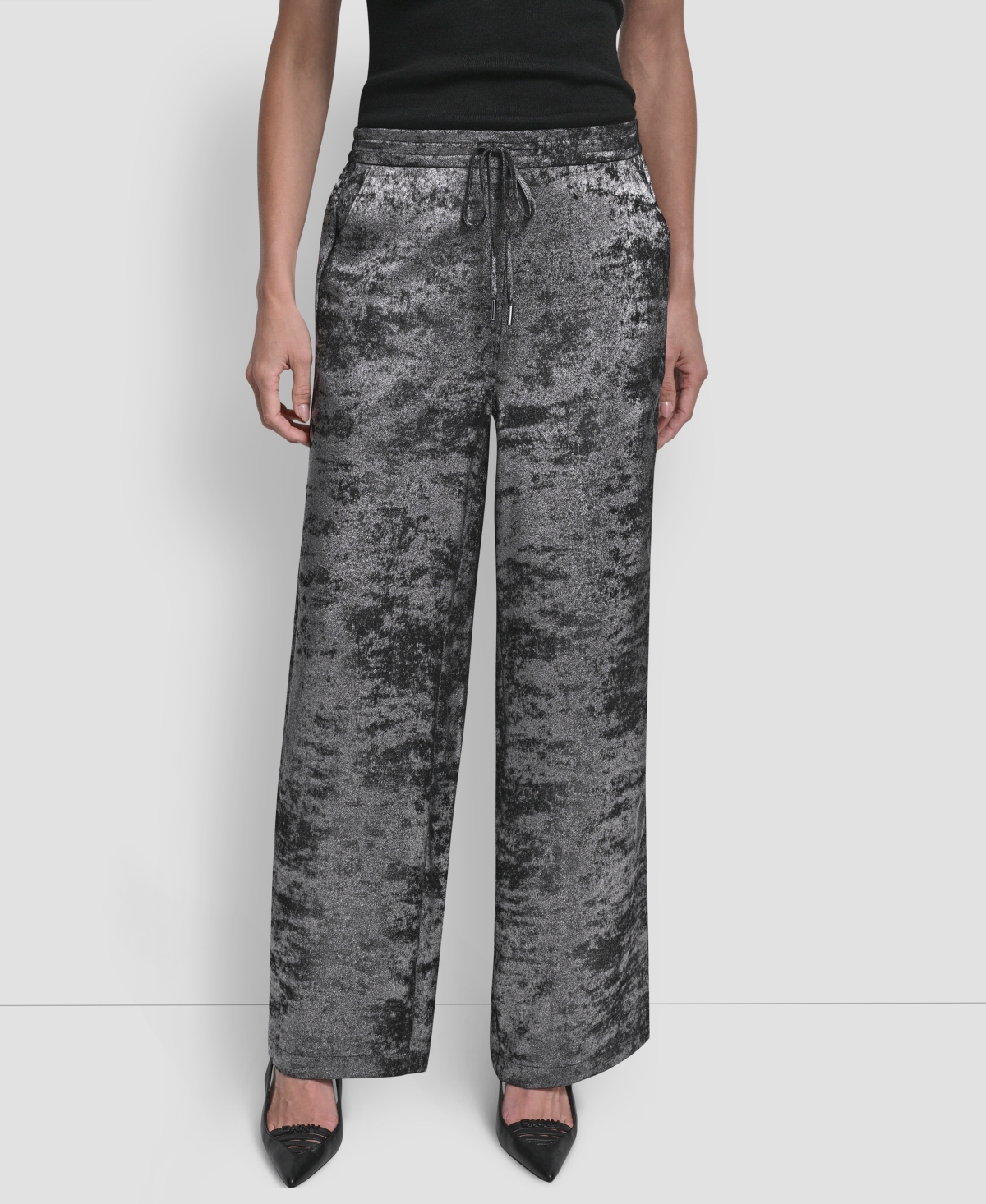 Click here for Dkny Womens Textured Pull-On Pants - Silver prices