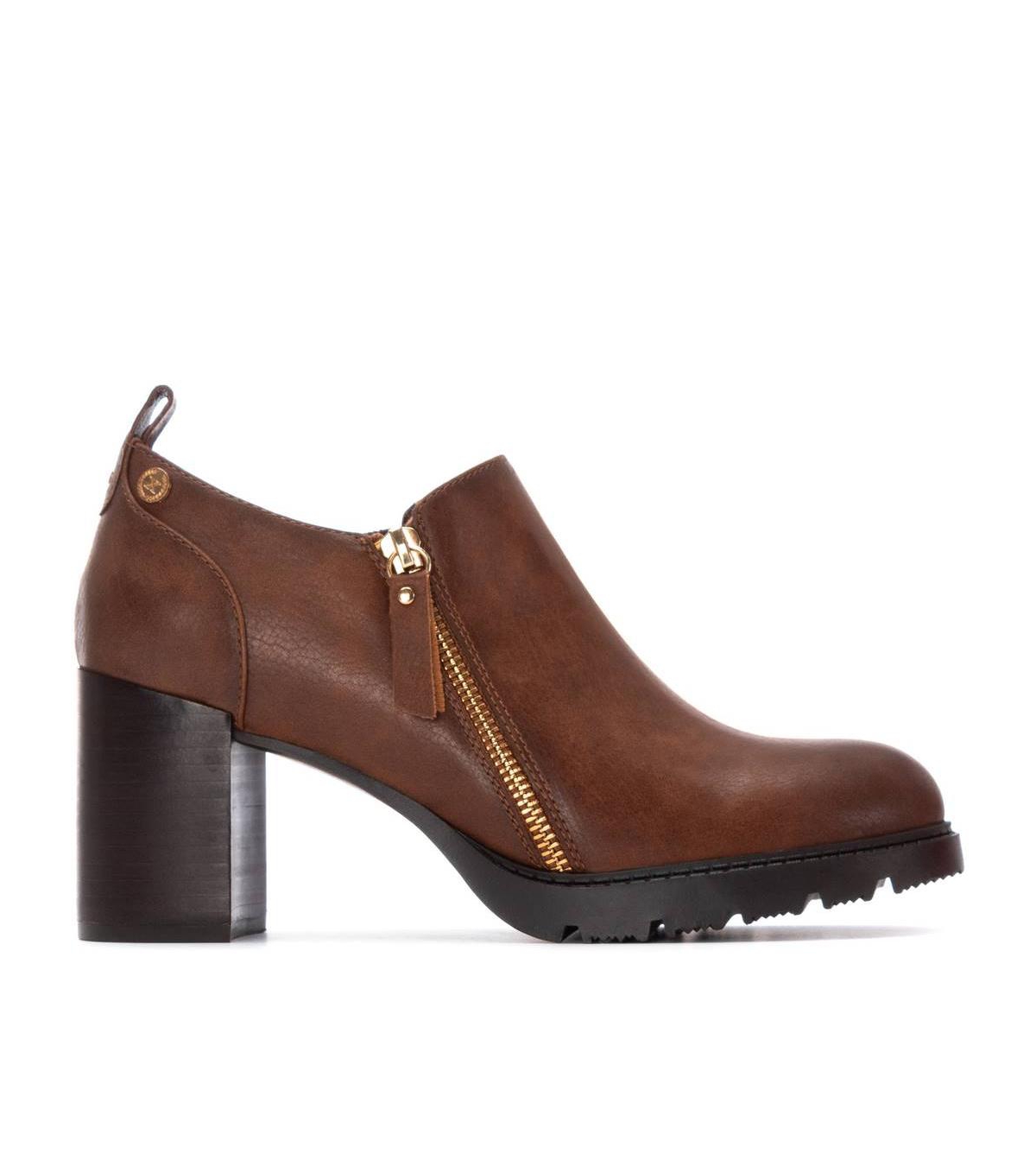 Click here for Womens Zipper Block Heel Pumps By Xti - Camel prices