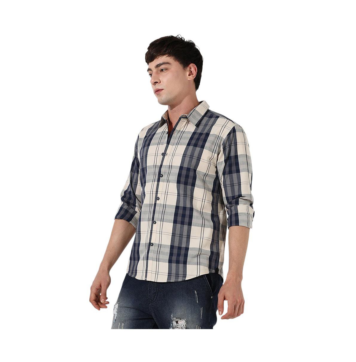 Click here for Campus Sutra Mens Plaid Button Up Shirt - Black prices