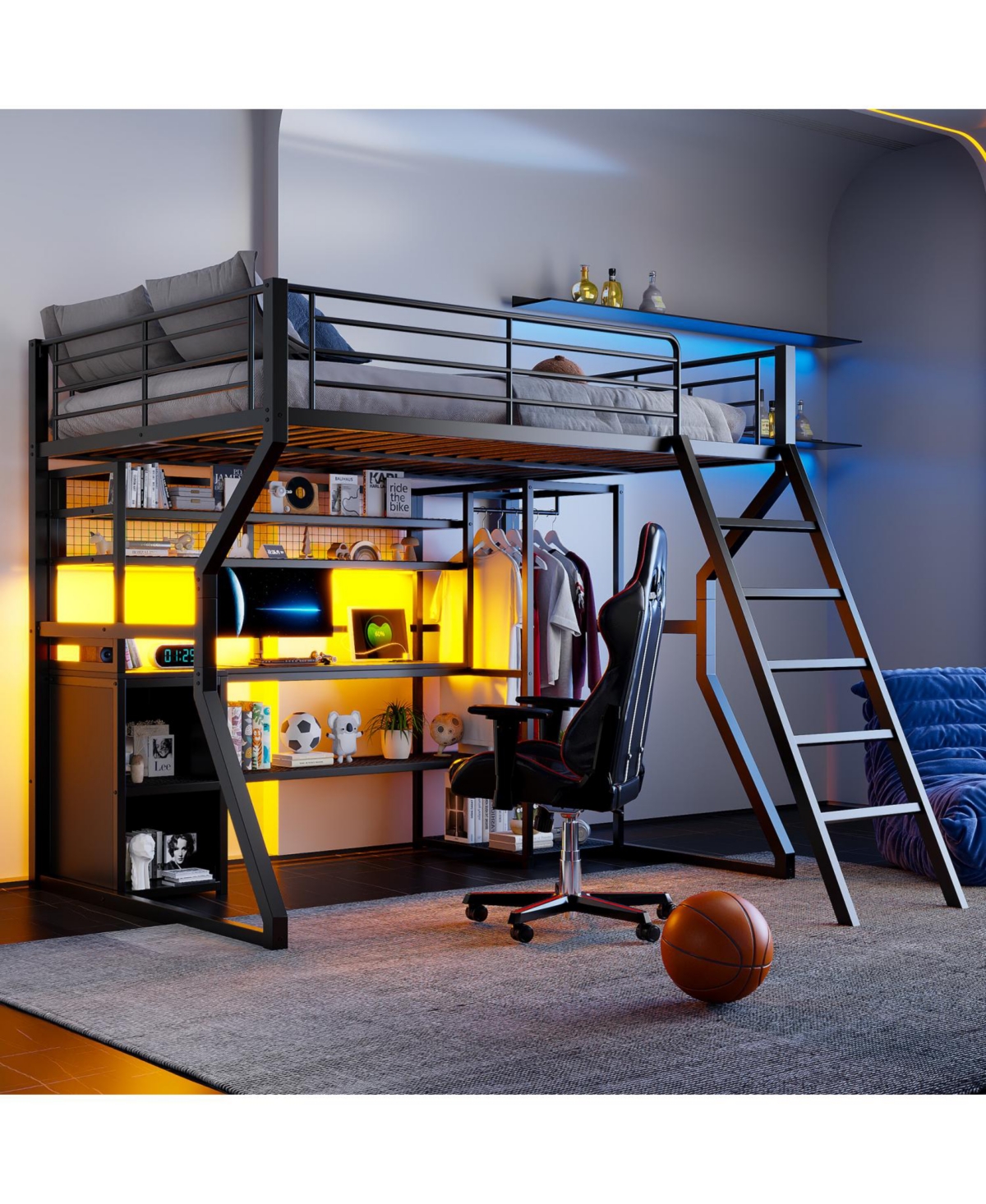 Click here for Streamdale Furniture Gaming Loft Bed with Work Sta... prices