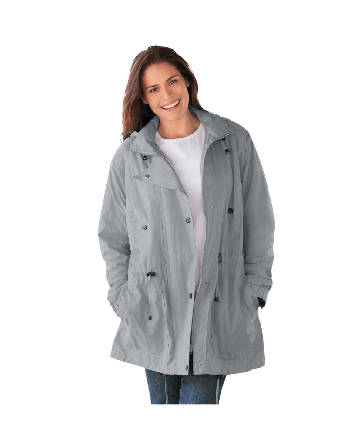 Click here for Woman Within Plus Size Fleece-Lined Taslon Anorak... prices