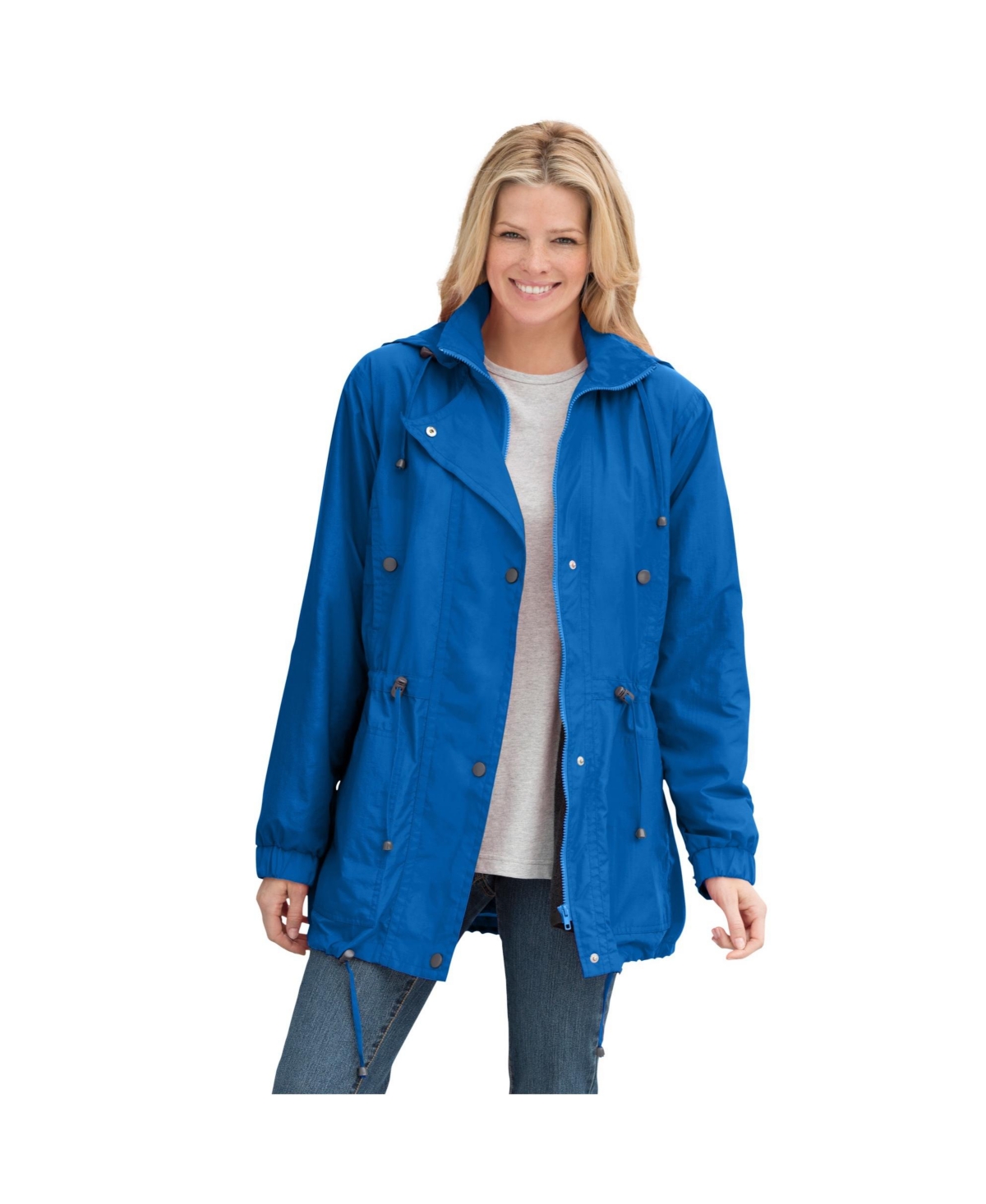 Click here for Woman Within Plus Size Fleece-Lined Taslon Anorak... prices