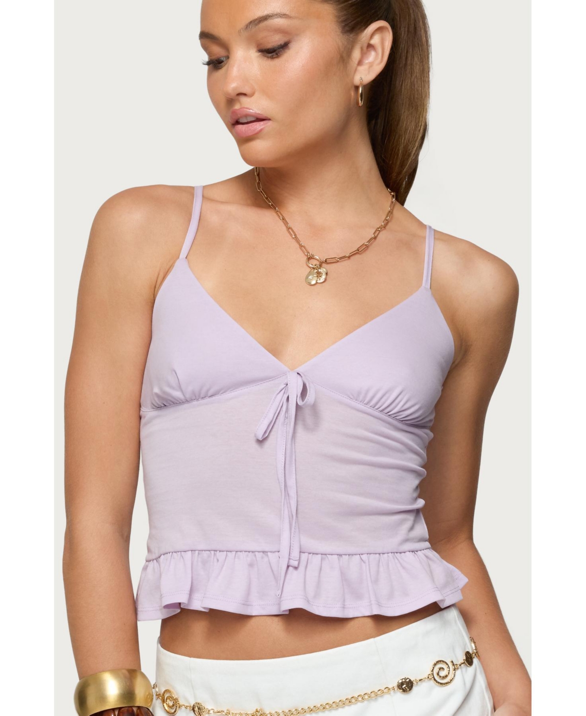 Click here for Edikted Womens Martie Peplum Tank Top - Lilac prices