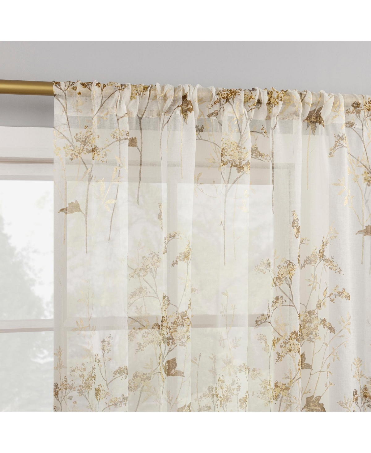 Click here for Maeve Botanical Print Sheer Rod Pocket Curtain Pan... prices