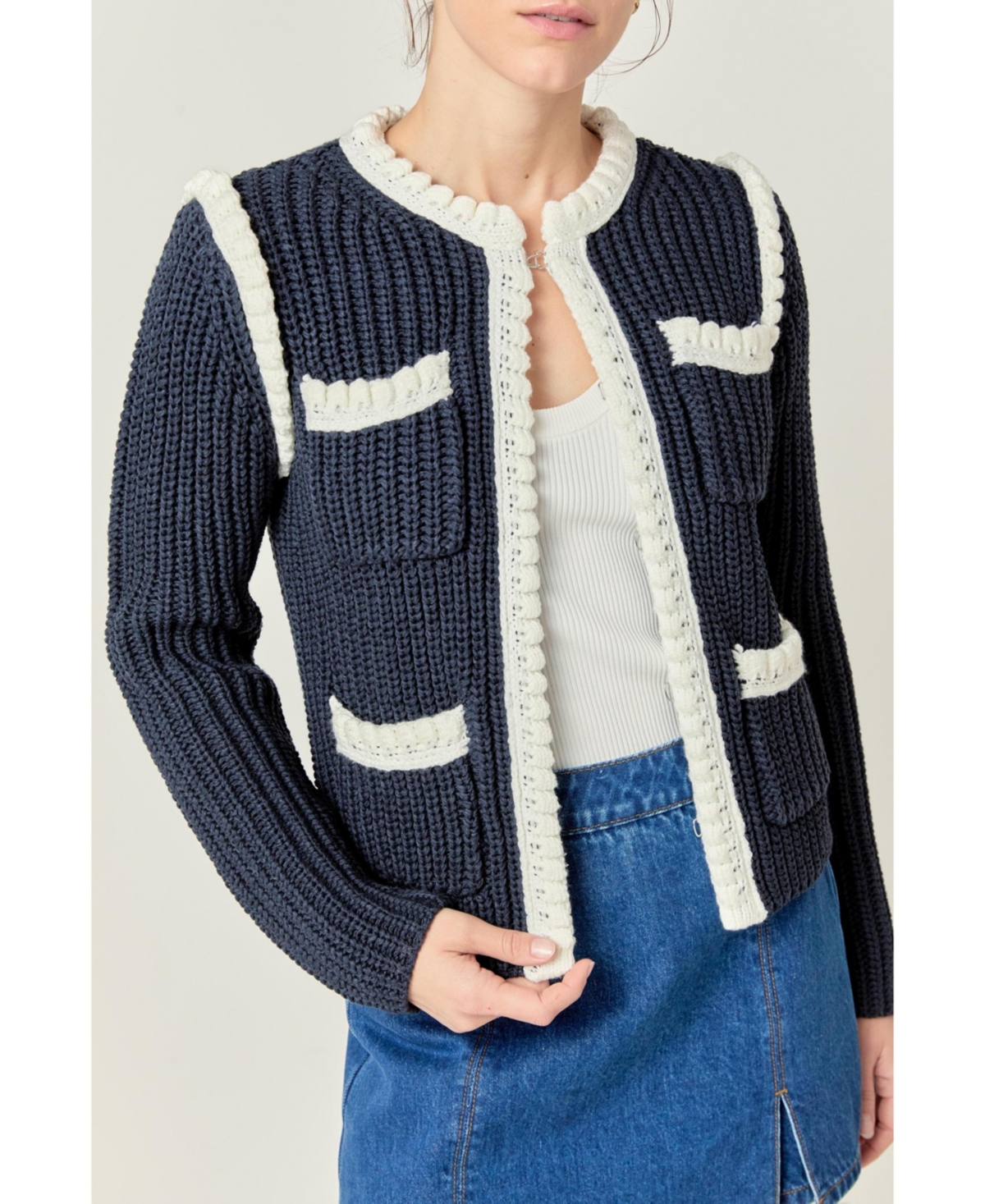 Click here for English Factory Womens ColorBlock Braided Cardigan... prices