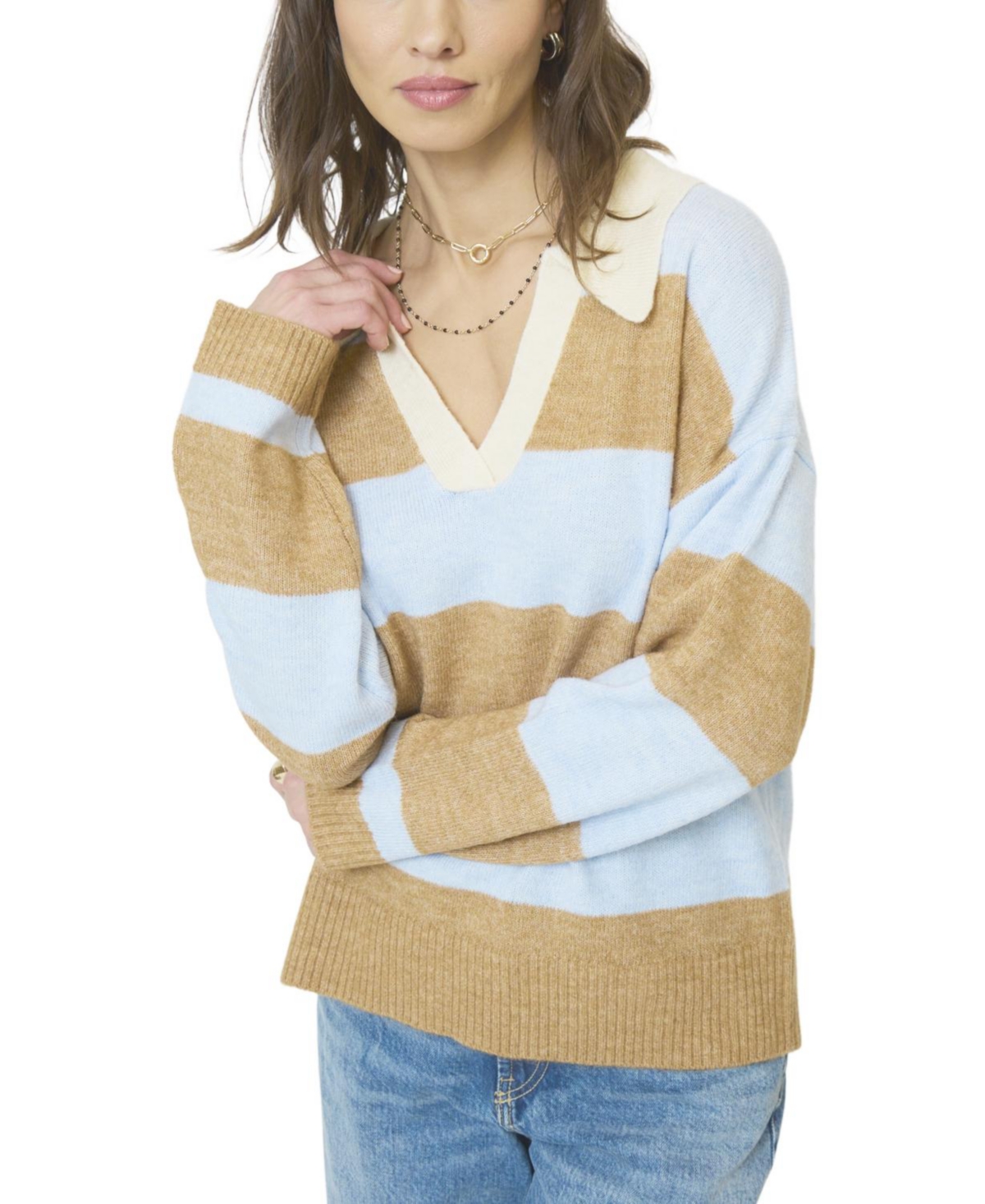 Click here for Central Park West Womens Marley Striped Rugby Swea... prices