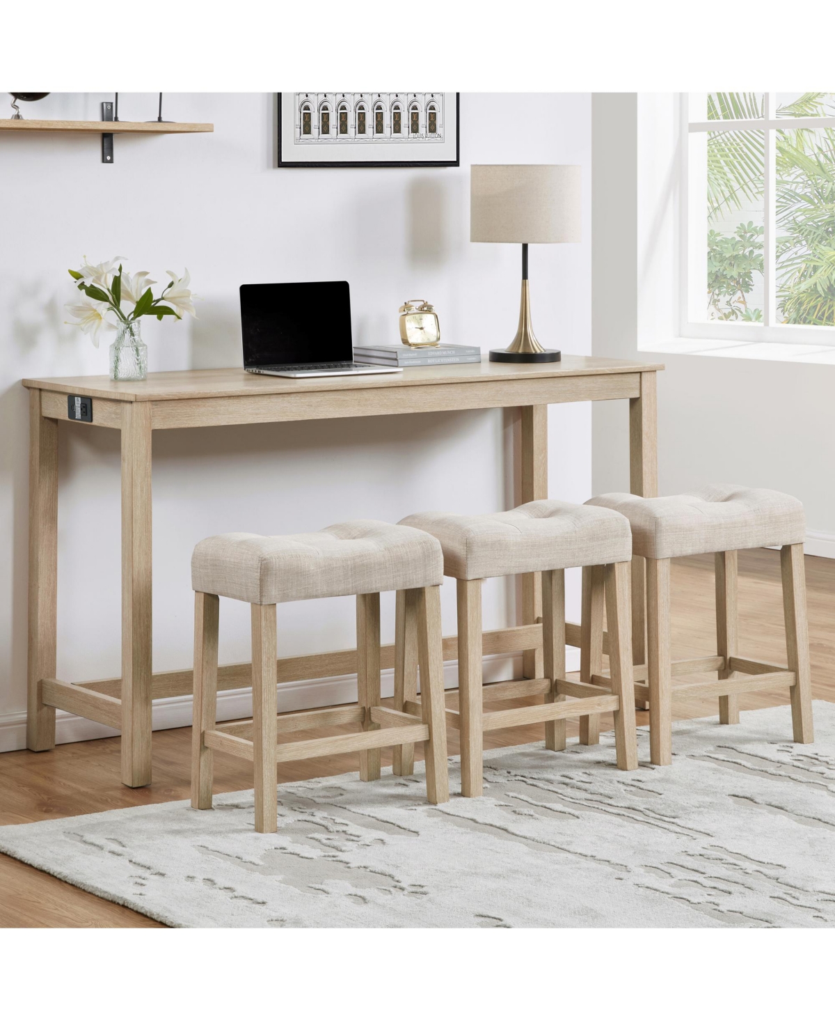 Click here for Casainc 4 Piece Bar Table Set with Power Outlet an... prices