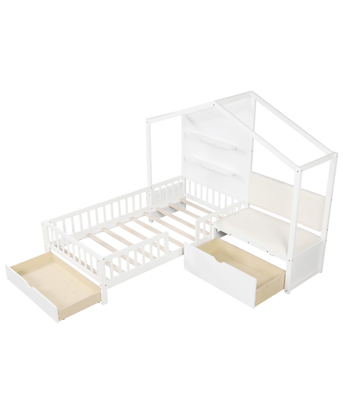 Click here for Gymax Twin Size House Bed Kids Platform Bed w/ Pad... prices