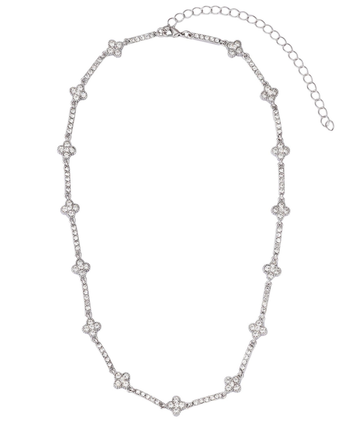 Click here for Adornia Silver Crystal Clover Tennis Necklace - Si... prices