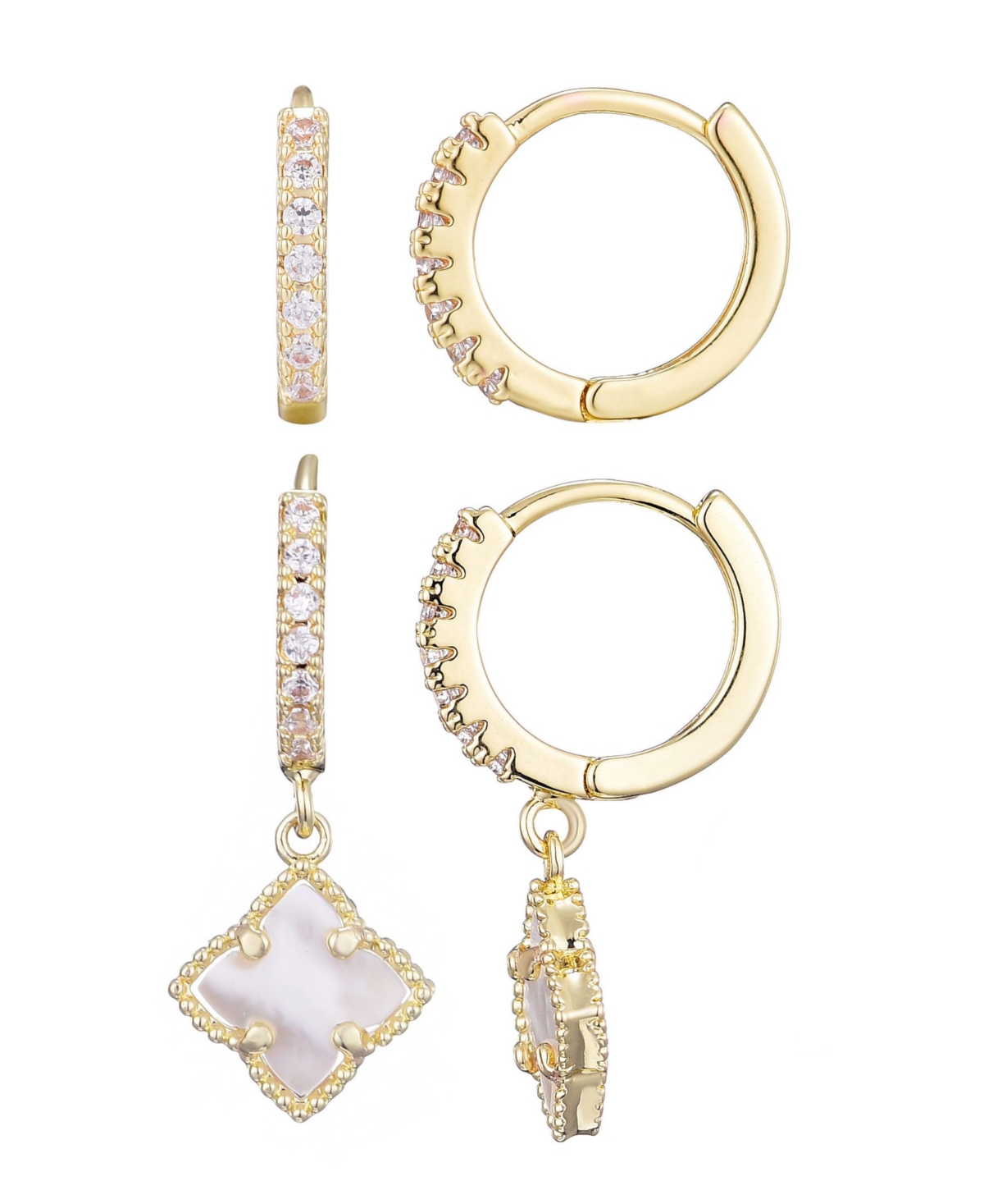 Click here for Adornia Gold Cubic Zirconia Mother of Pearl Clover... prices