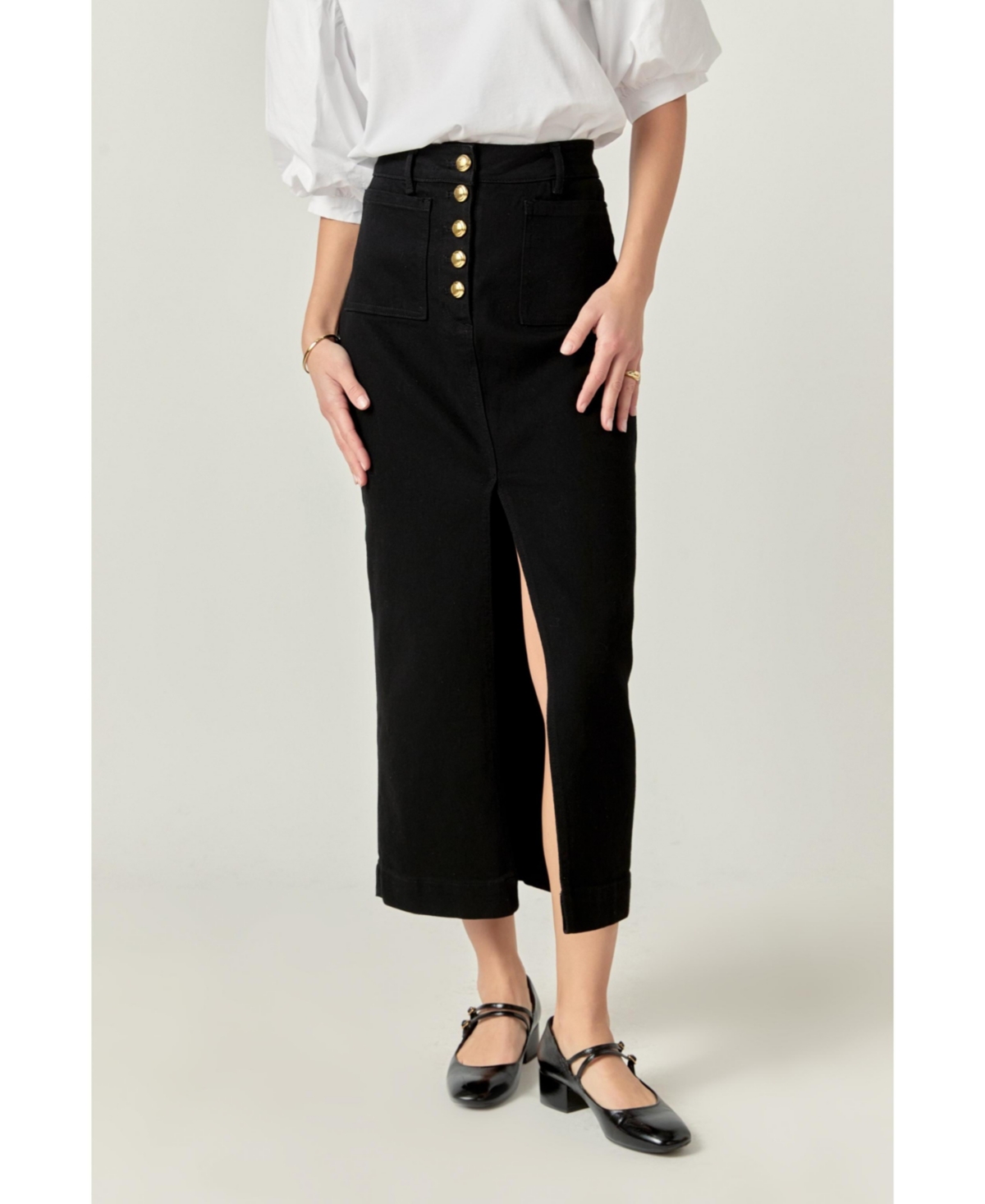 Click here for English Factory Womens Denim Maxi Skirt - Black de... prices