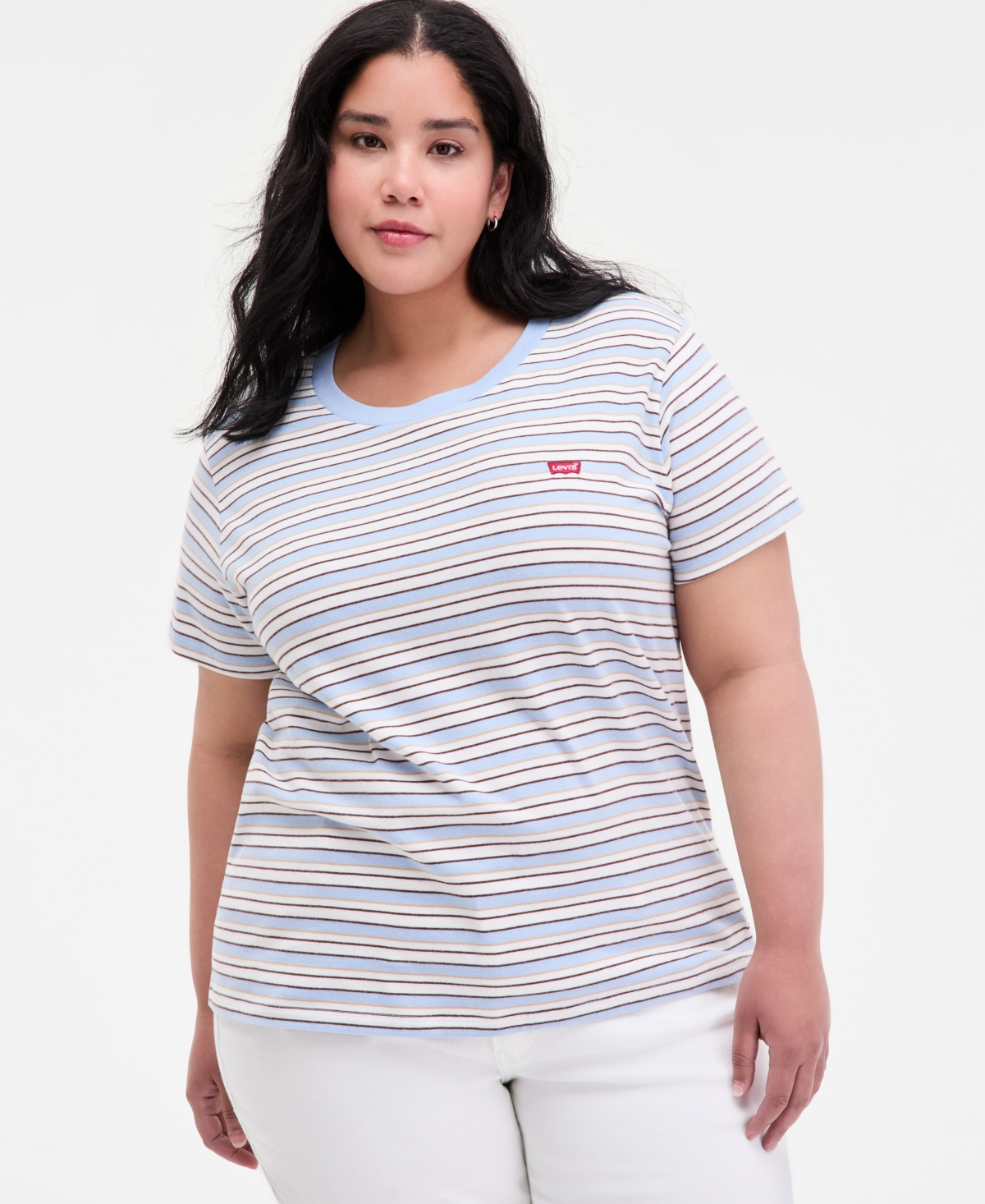 Click here for Levis Plus Size Mandy Stripe Perfect T-Shirt - Man... prices