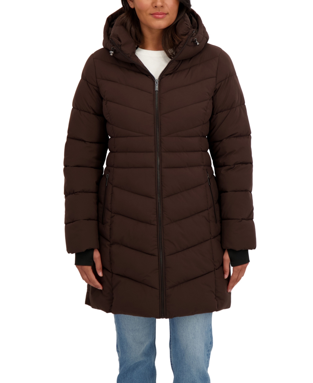 Click here for Sebby Collection Womens 3/4 Hooded Stretch Puffer... prices
