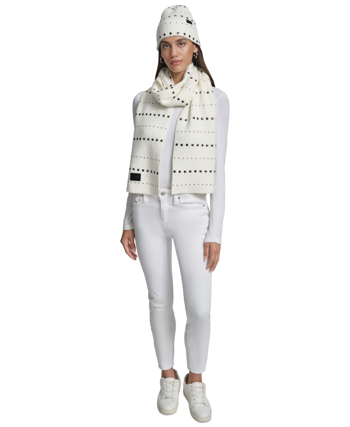 Click here for Dkny Womens 2-Piece Studded Beanie and Scarf Set -... prices