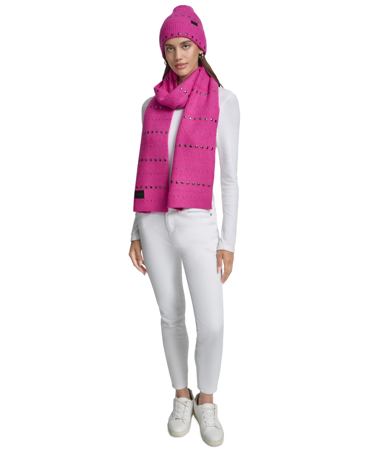 Click here for Dkny Womens 2-Piece Studded Beanie and Scarf Set -... prices