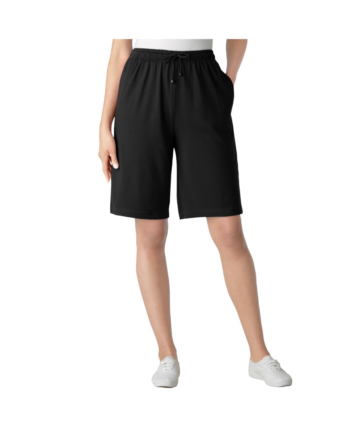 Click here for Woman Within Plus Size Sport Knit Short - Black prices