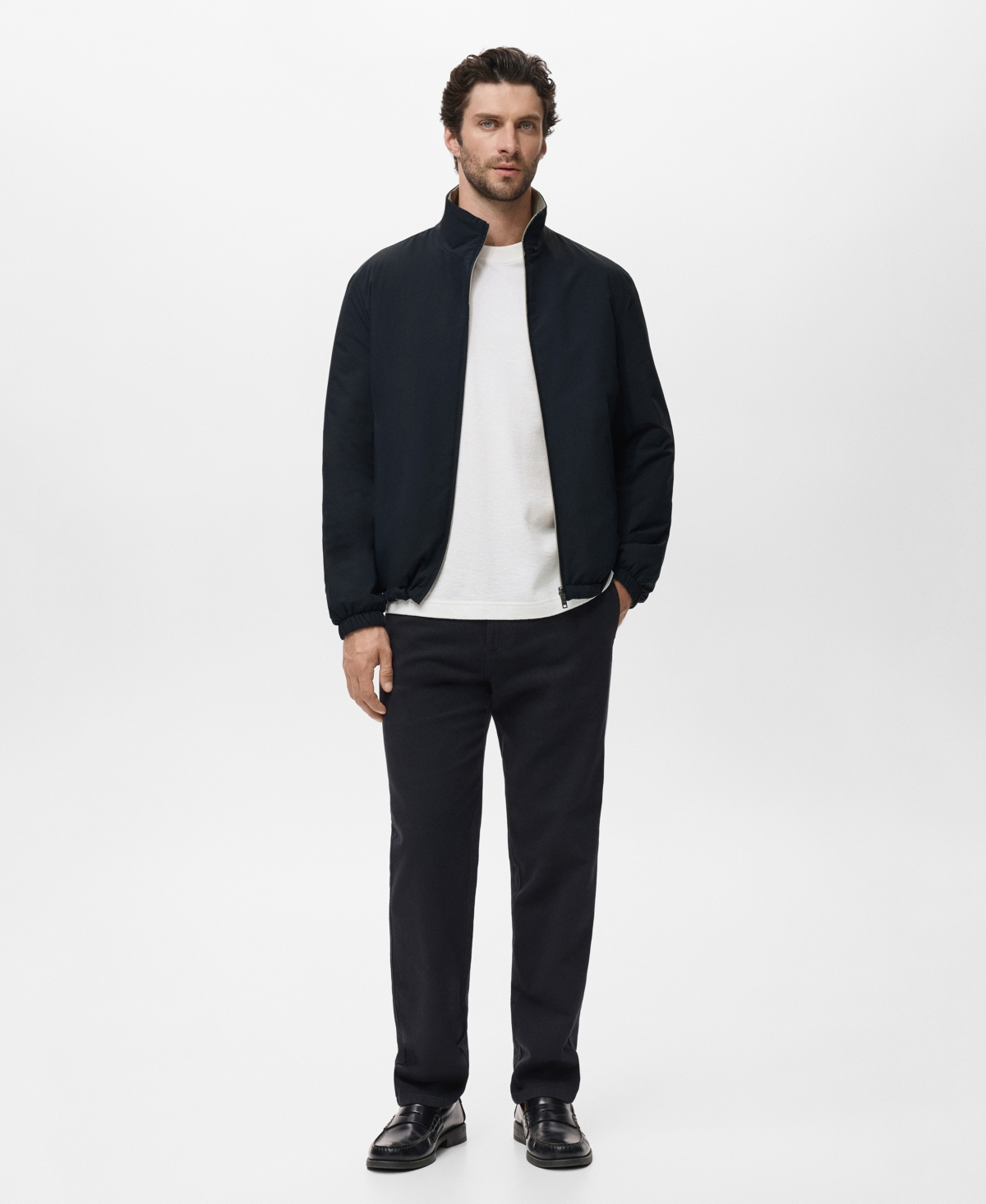 Click here for Mango Mens Quilted Water-Repellent Reversible Jack... prices