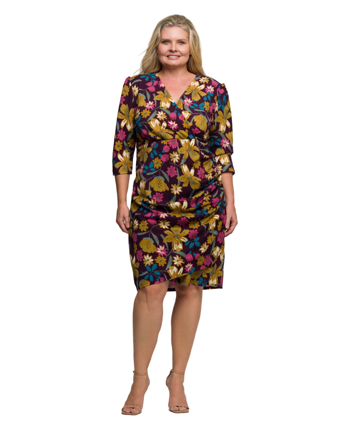 Click here for 24seven Comfort Apparel Plus Size Floral Print Fau... prices