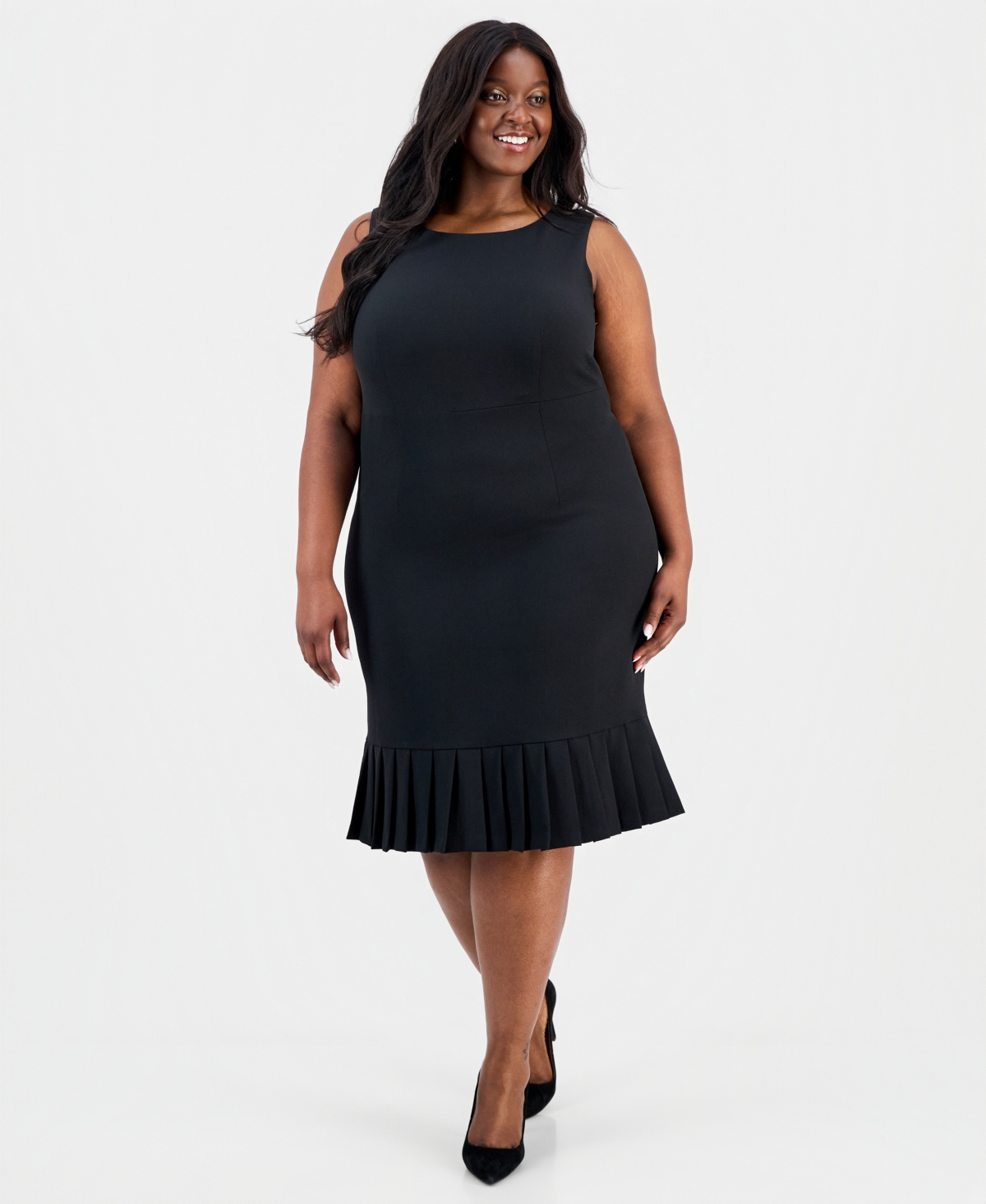 Click here for Kasper Plus Size Sleeveless Pleated-Hem Sheath Dre... prices