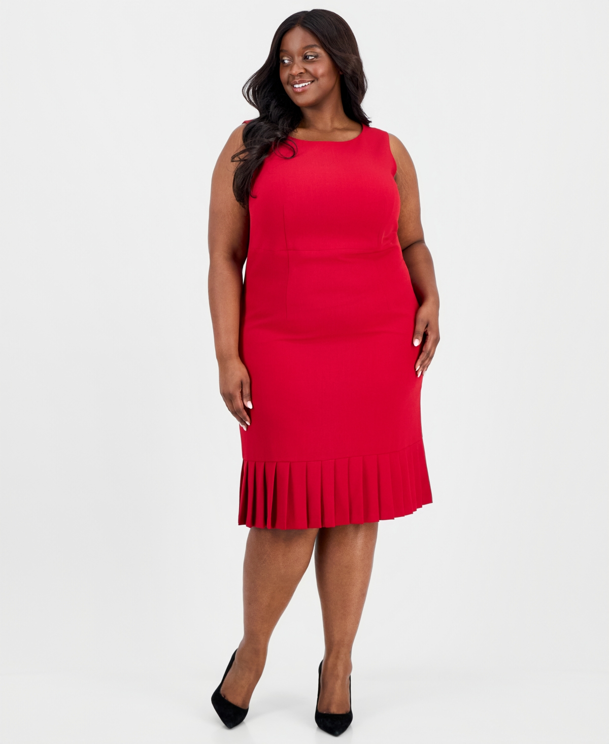 Click here for Kasper Plus Size Sleeveless Pleated-Hem Sheath Dre... prices