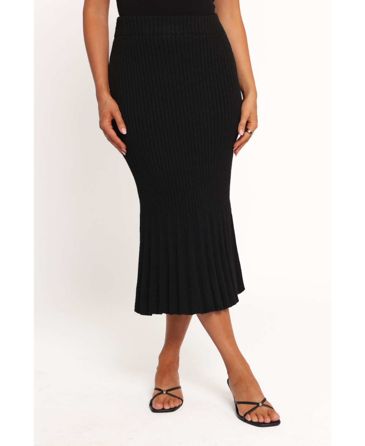 Click here for Petal and Pup Balla Rib Knit Midi Skirt - Black prices