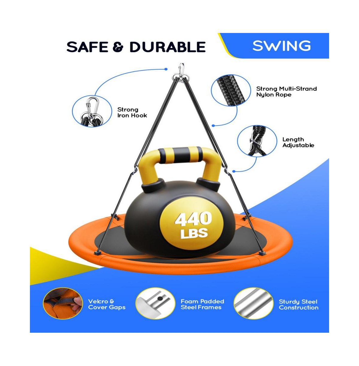 Click here for 43" Saucer Swing (Kids & Adults): 700lbs Capa... prices