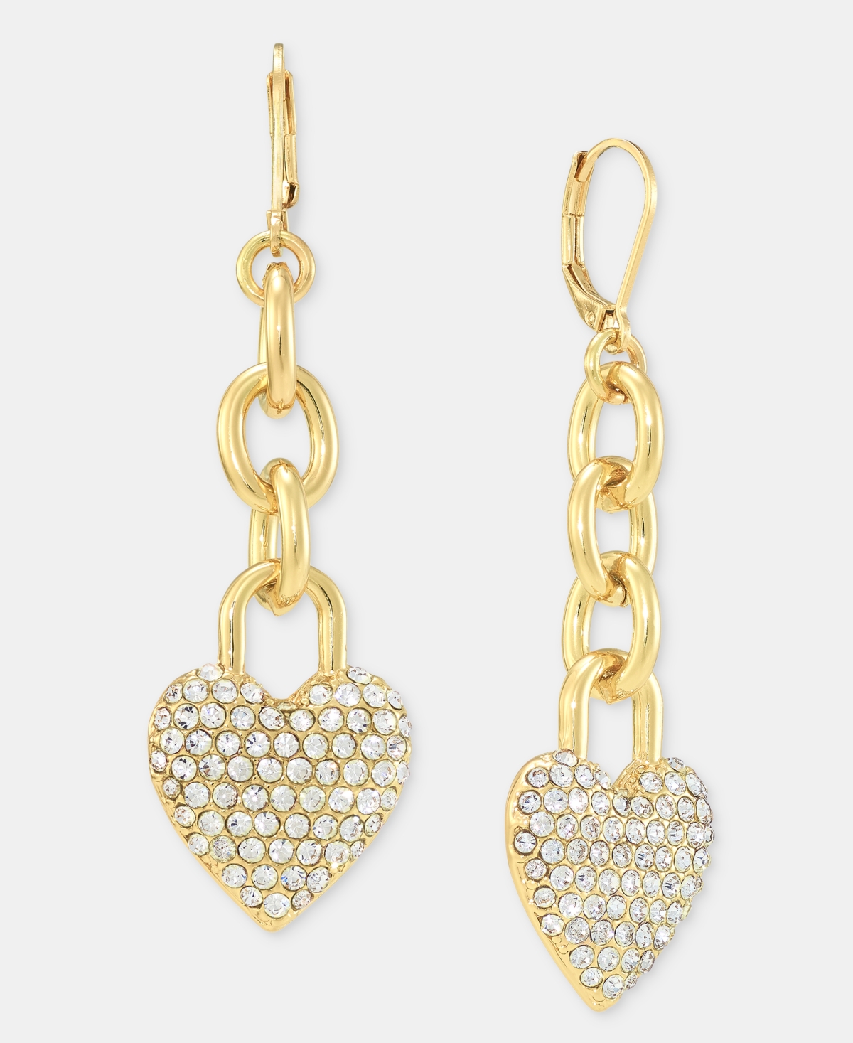 Click here for On 34th Pave Heart Chain Linear Drop Earrings  Mac... prices