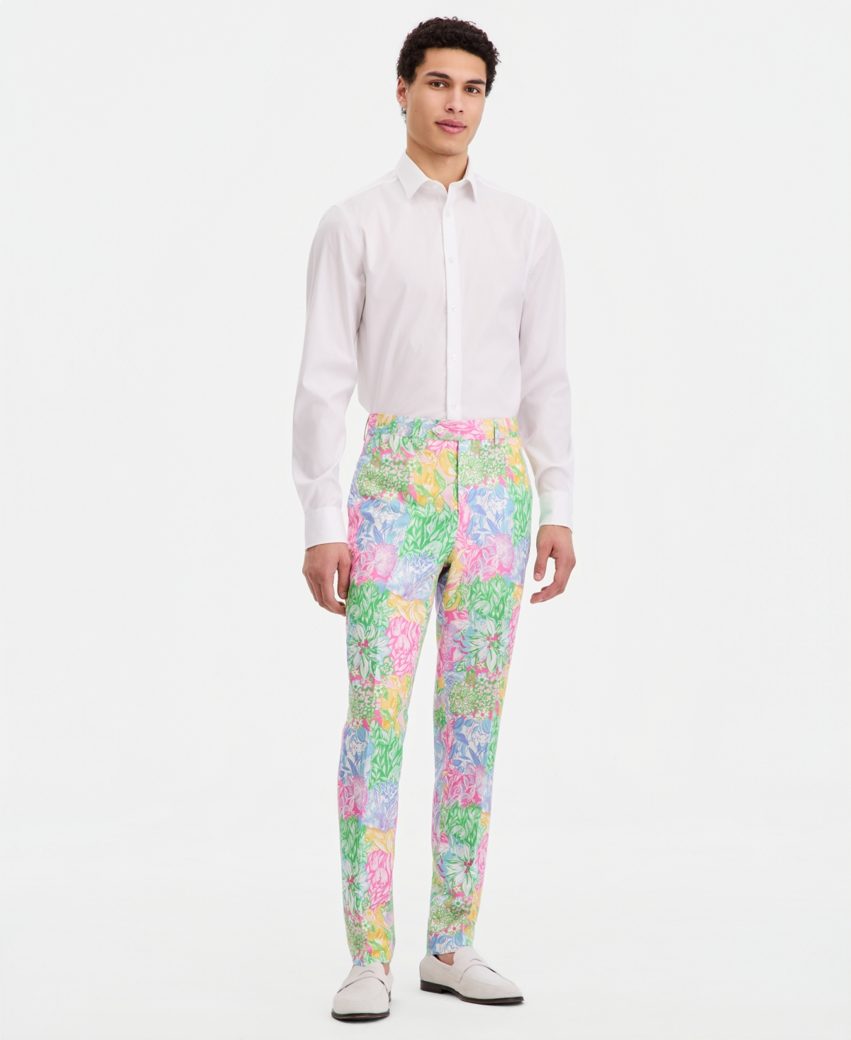 Click here for Talllia Mens Slim Fit Dress Pants - Pink Floral prices