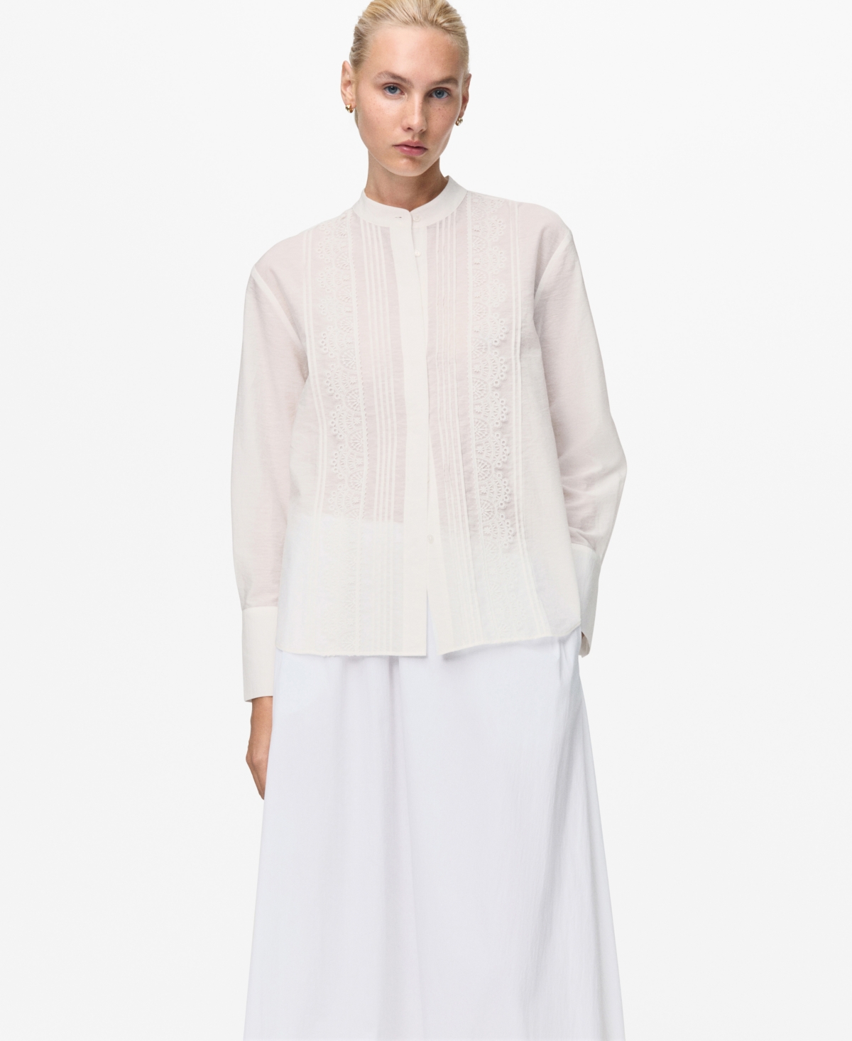 Click here for Mango Womens Lace Details Blouse - Ecru prices