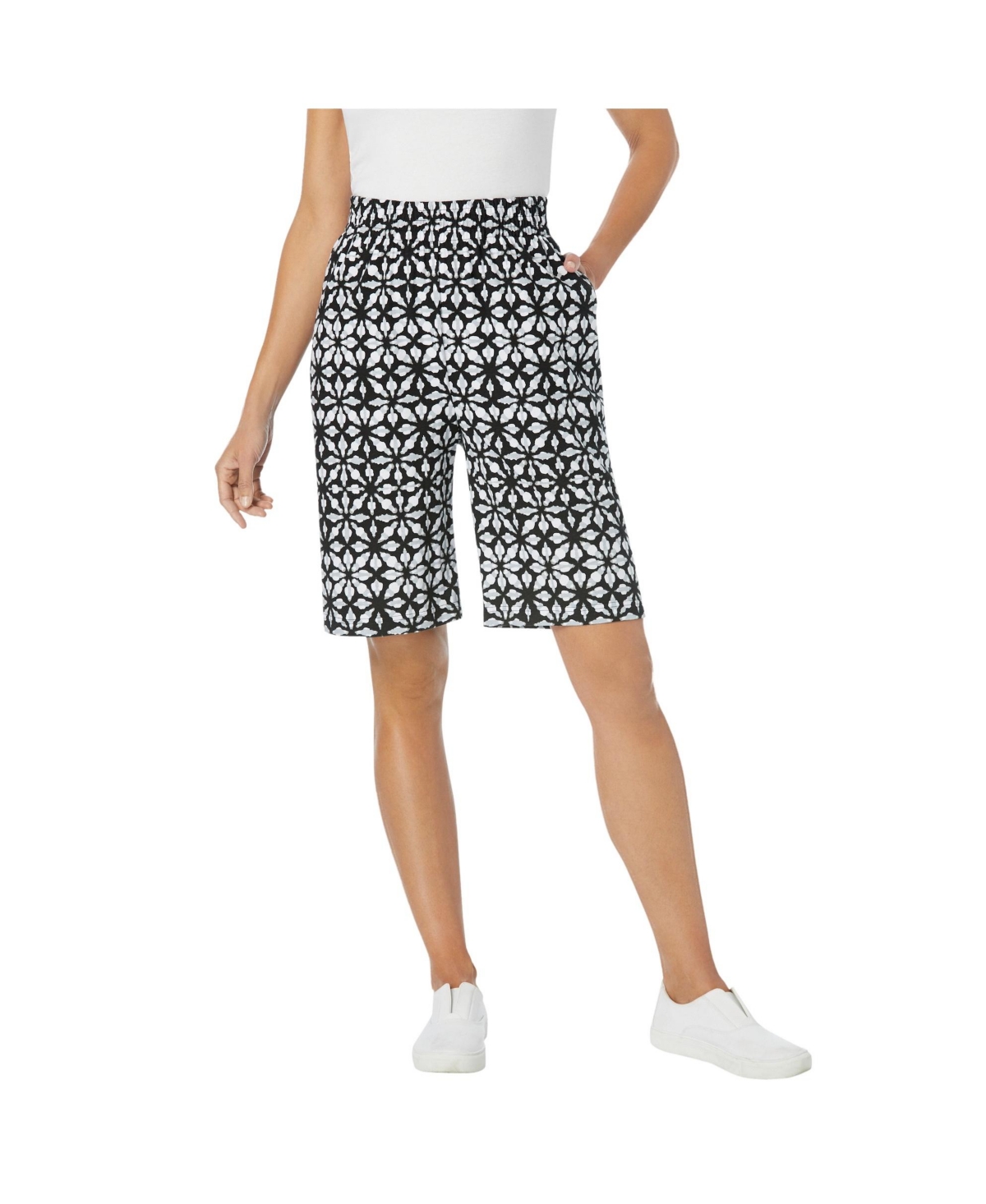 Click here for Woman Within Womens Within Elastic-Waist Knit Shor... prices