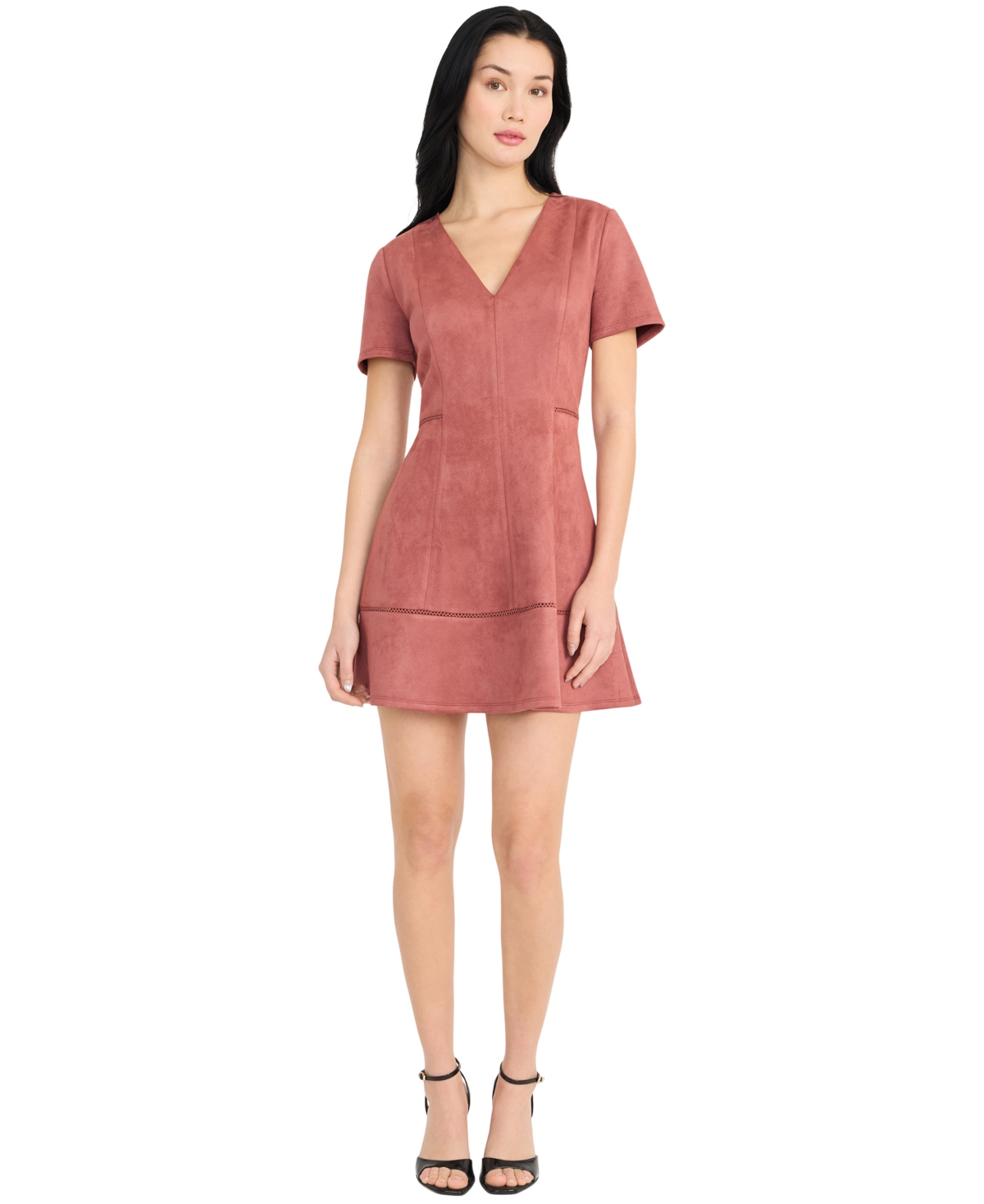 Donna Morgan Womens V-Neck Mini Dress - Pink