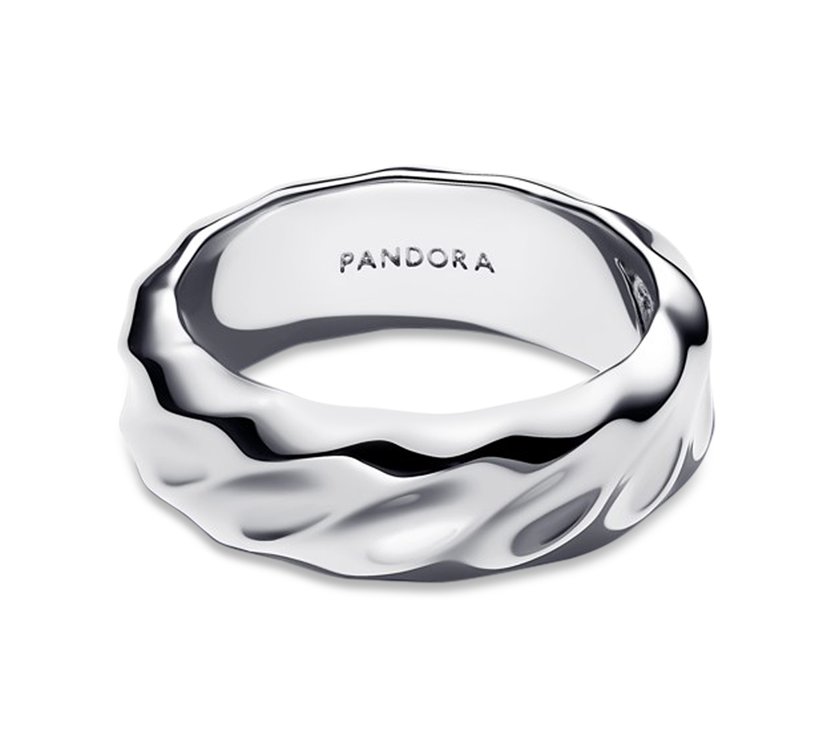 Click here for Pandora Rippled Wide Band Ring - Silver prices