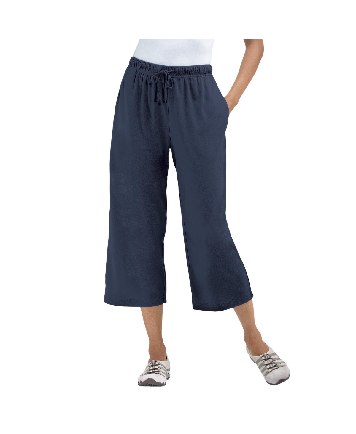 Click here for Woman Within Plus Size Within Sport Knit Capri Pan... prices