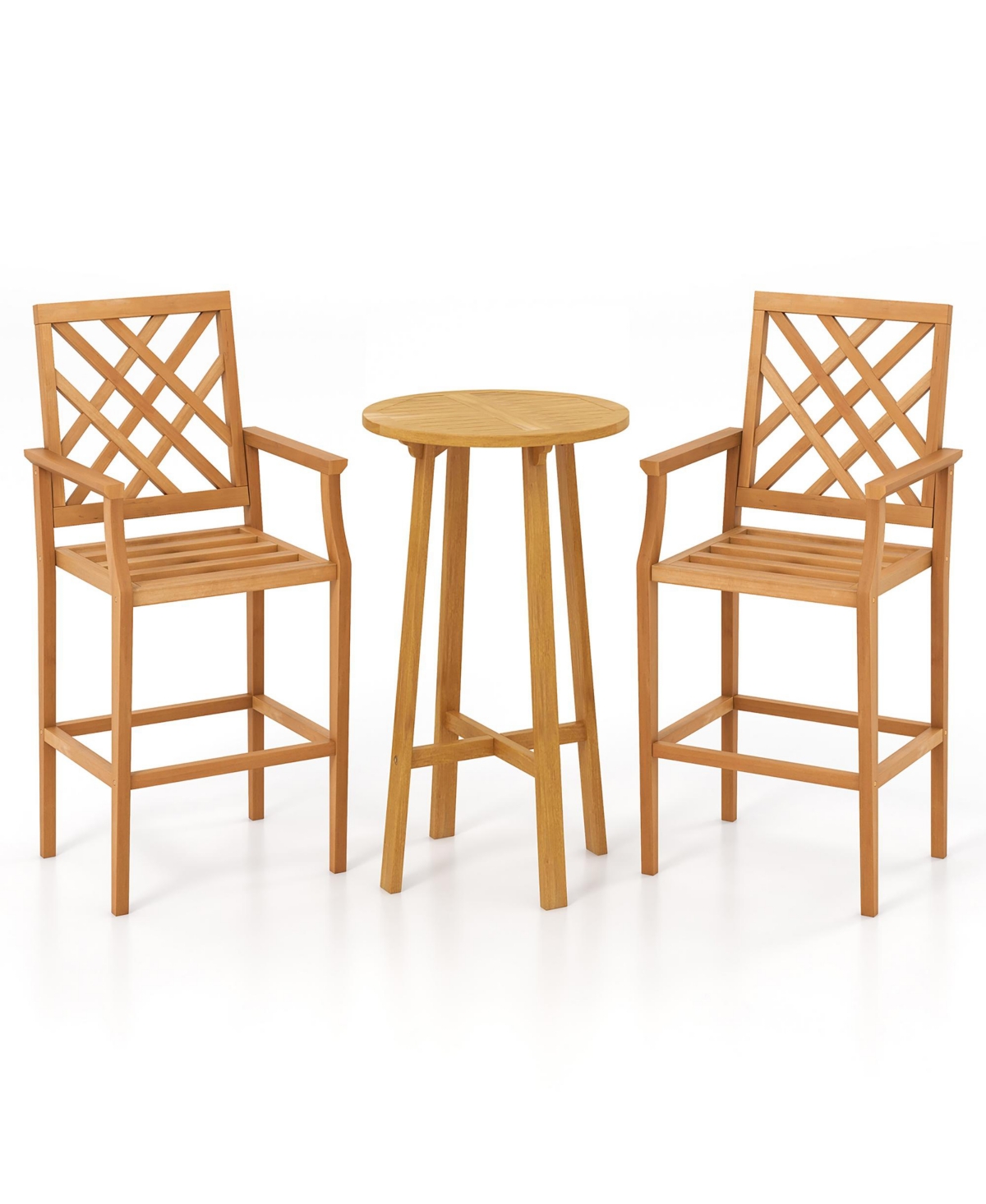 Click here for Gymax 3 Pcs Patio Bar Set Round Cocktail Table w/... prices