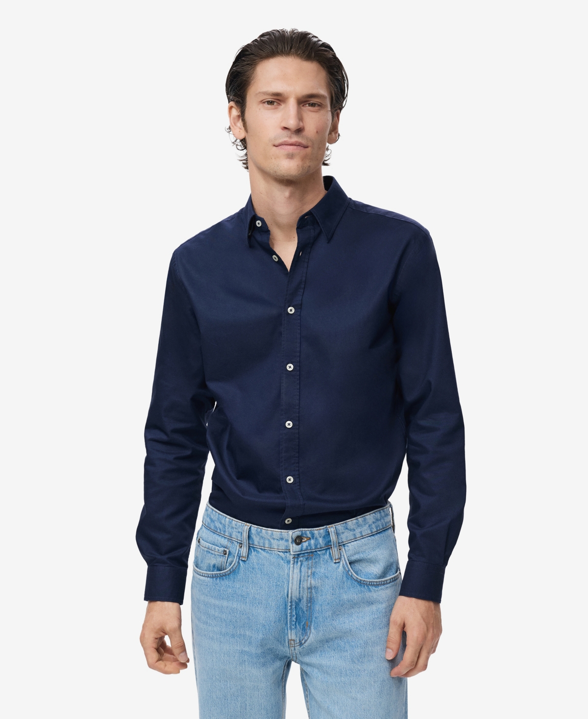 Click here for Mango Mens Cotton Oxford Shirt - Dark Navy prices