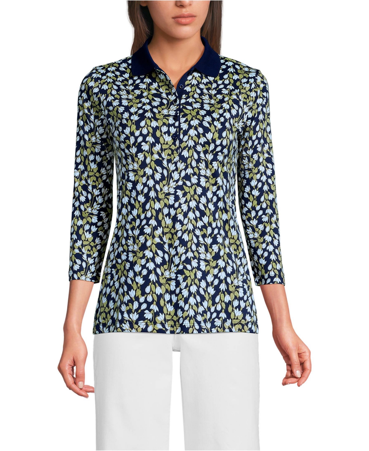 Click here for Lands End Womens Petite 3/4 Sleeve Supima Cotton P... prices