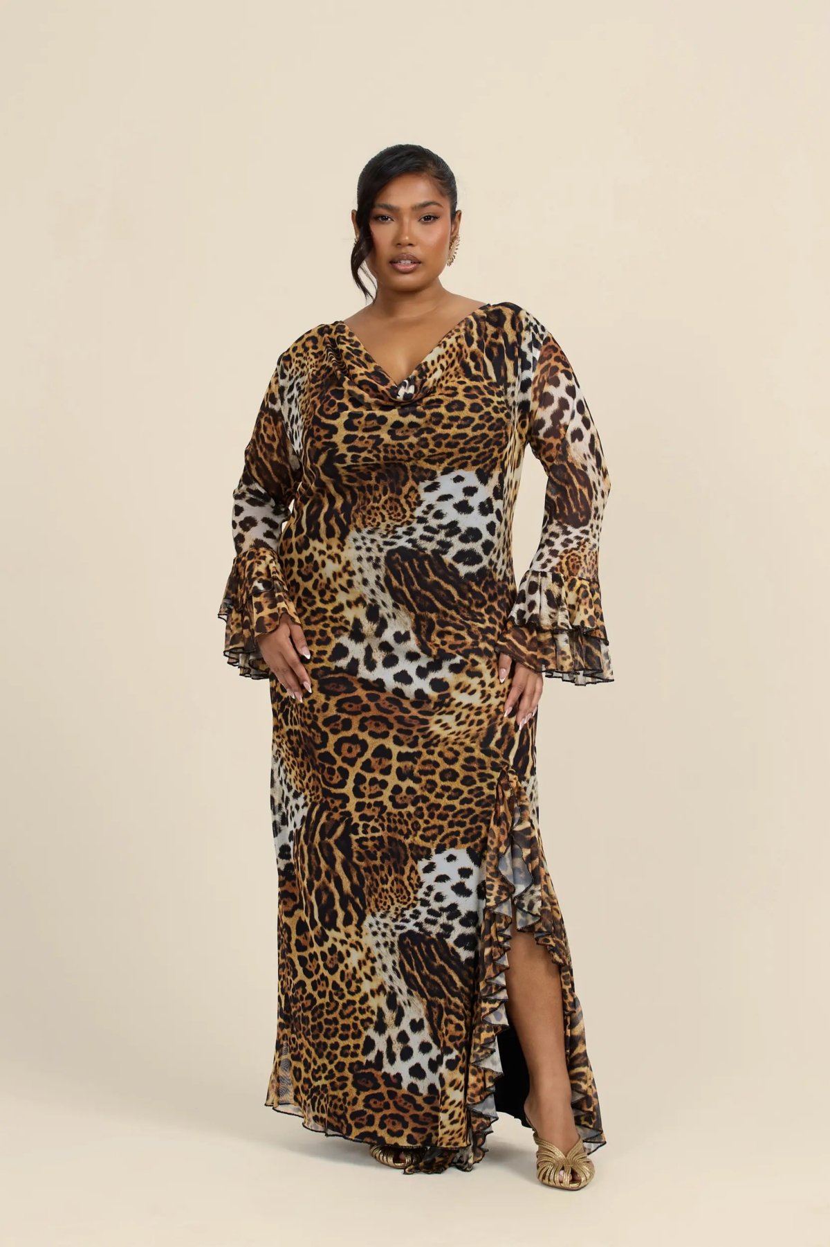 Click here for Fashion-szn Curve Womens Ruffle Leopard Print Maxi... prices