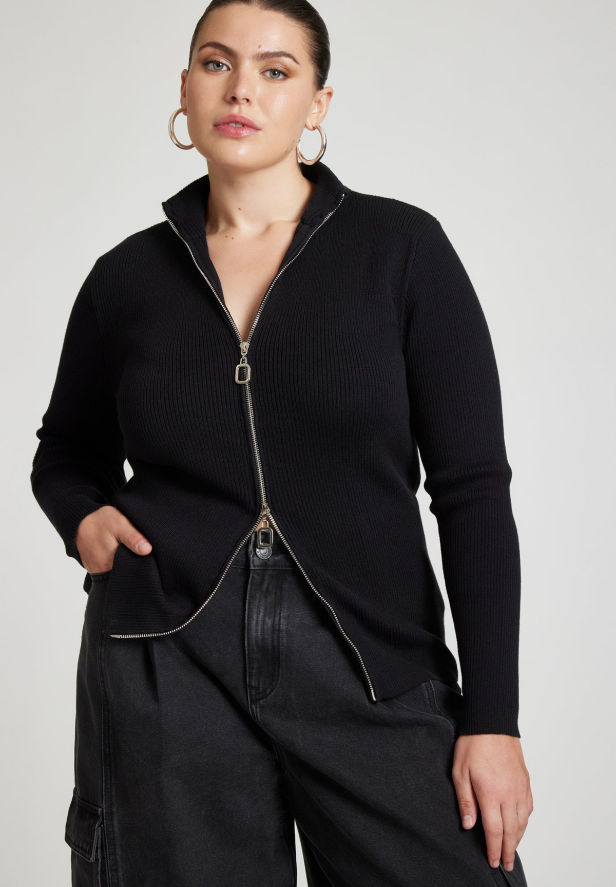 Click here for Eloquii Womens Draped Cropped Sweater - Charcoal s... prices