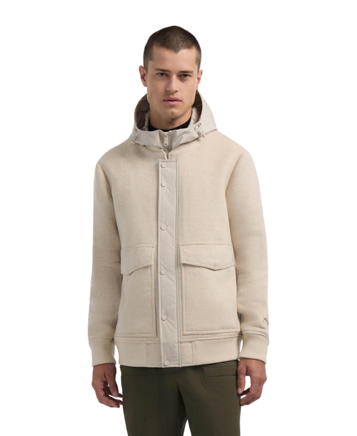 Pajar Mens Men s Hader Wool Blend Bomber Jacket with Removable Hooded Bib - Oatmeal
