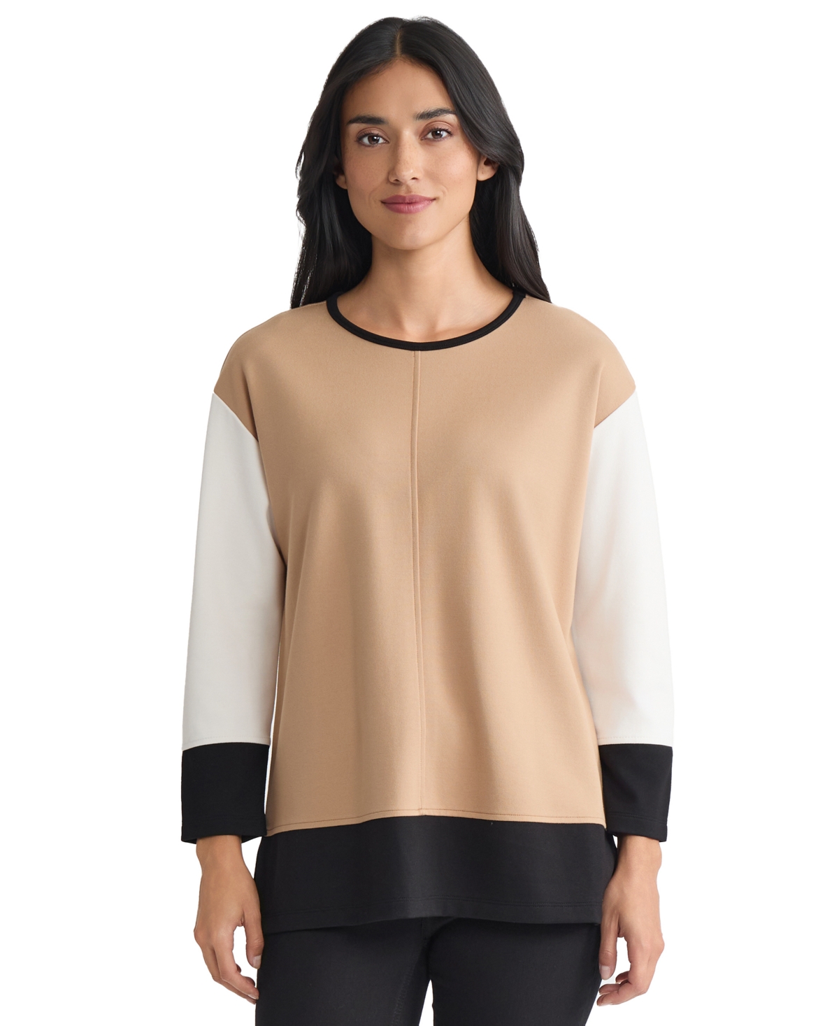 Click here for Jones New York Womens Long Sleeve Colorblock Top -... prices