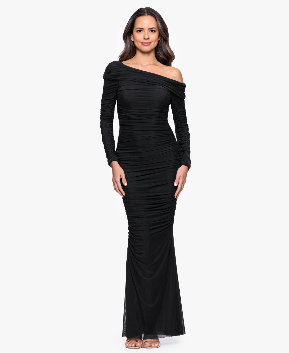 Click here for Betsy & Adam Womens Long Off-the-Shoulder Gown - B... prices