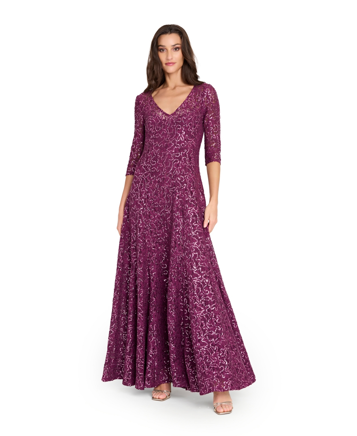 Click here for Tahari Asl Womens V-Neck Beaded Gown - Bordeaux prices