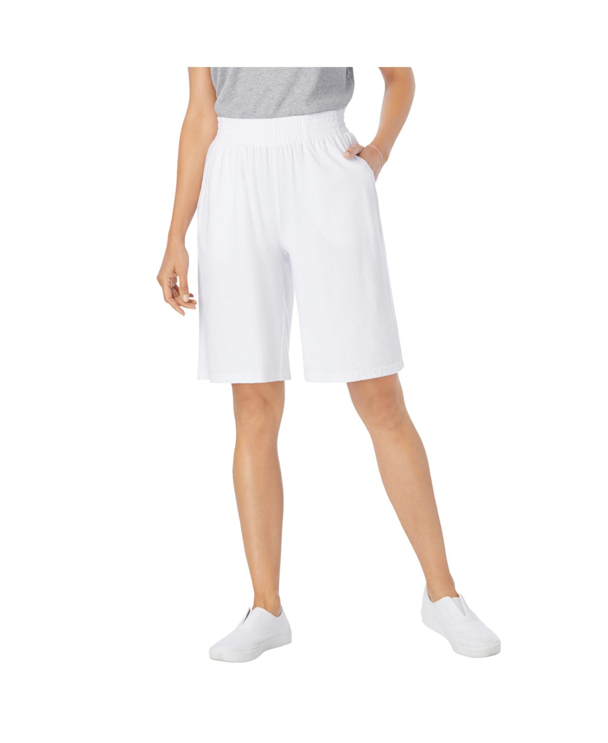 Click here for Woman Within Womens Within Elastic-Waist Knit Shor... prices
