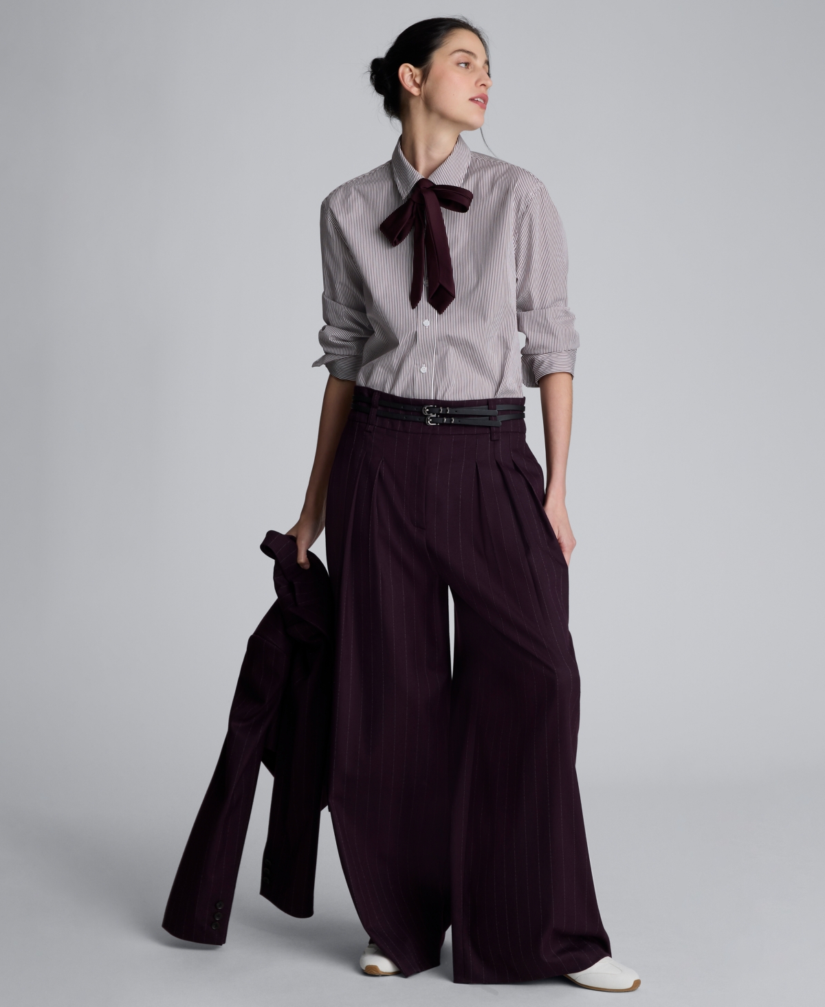 Click here for Kenneth Cole Womens Striped Oversized Shirt - Dark... prices