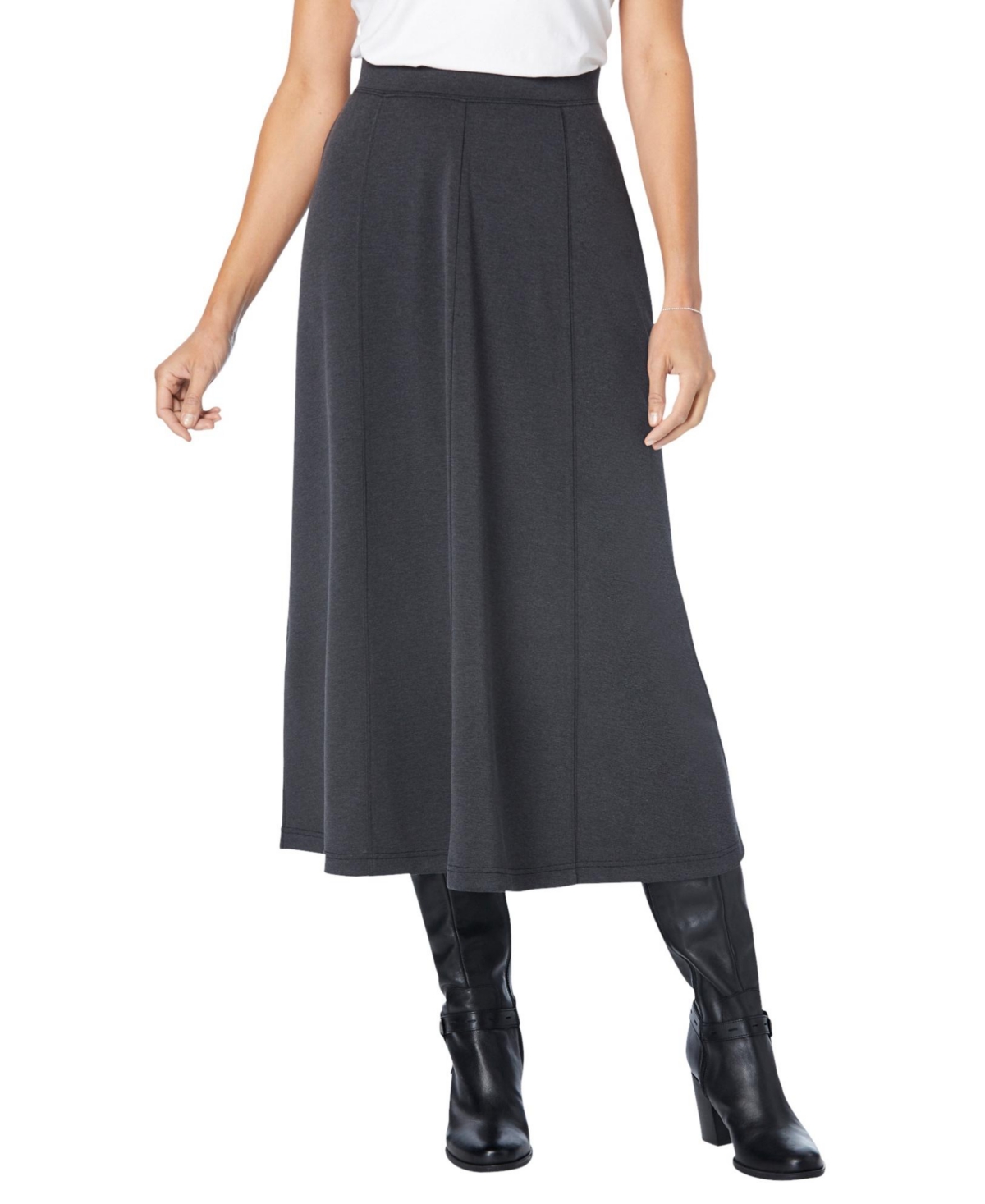 Click here for Woman Within Plus Size Ponte Knit A-Line Skirt - H... prices