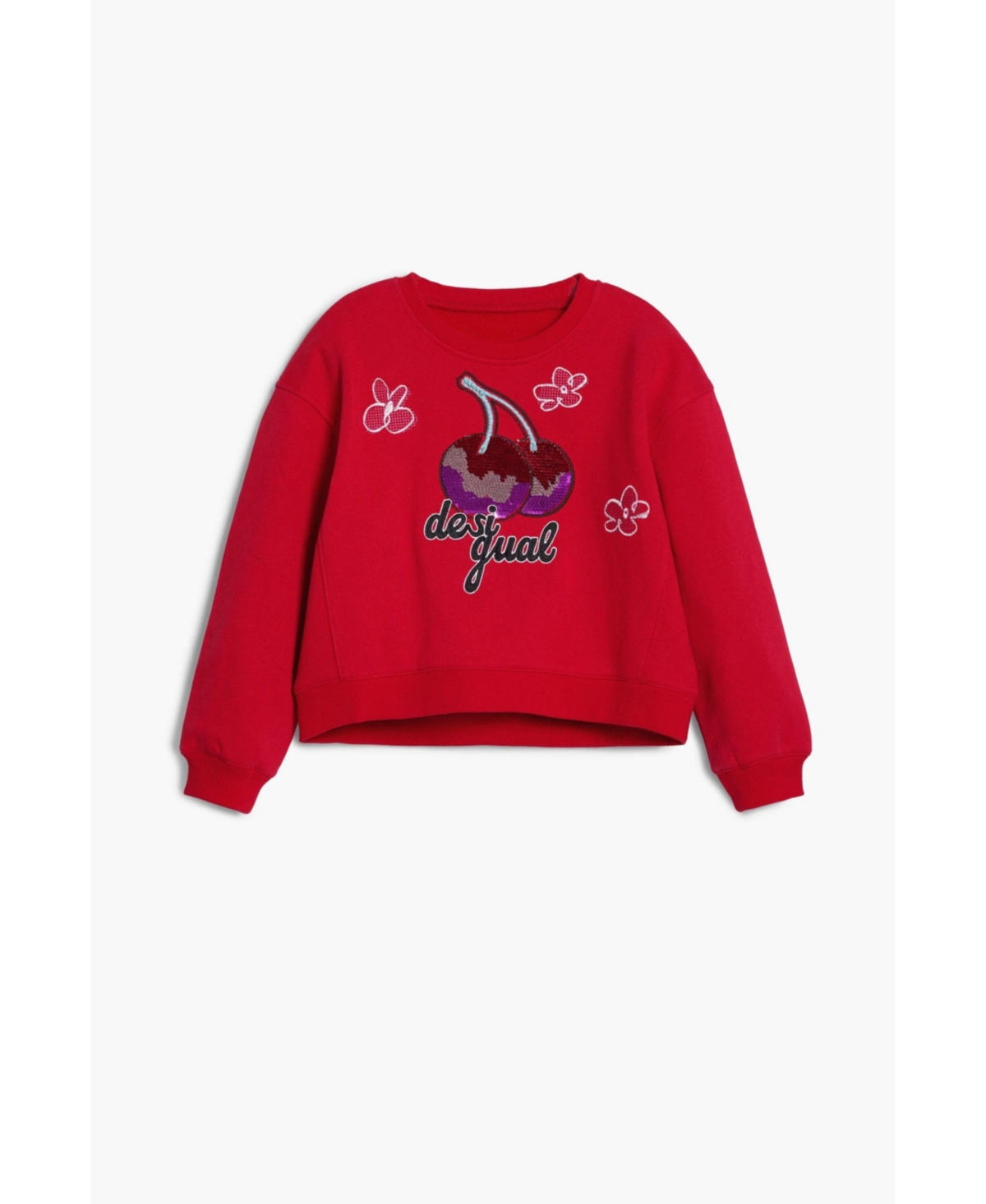 Click here for Desigual Girlss Sequin cherry sweatshirt - Red prices