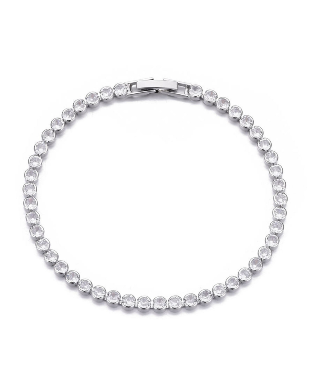 Click here for Adornia Silver Crystal Bezeled Tennis Bracelet - S... prices