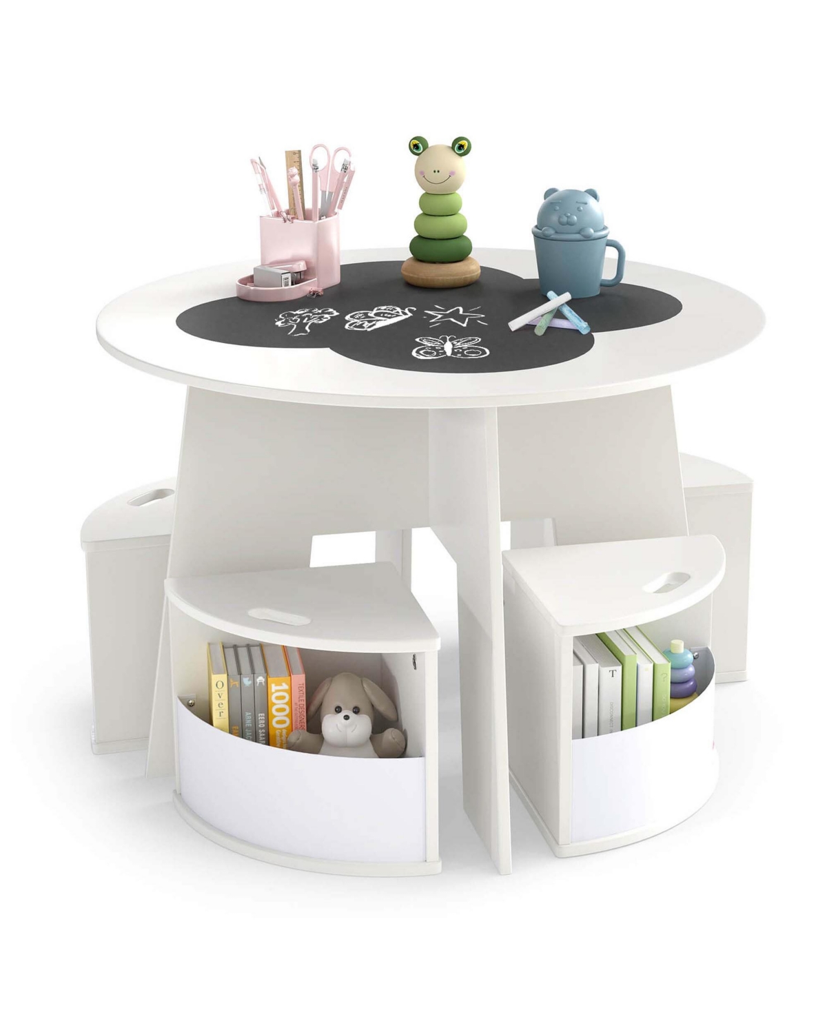 Click here for 5 Pcs Kids Table and Chair Set with Writable Black... prices