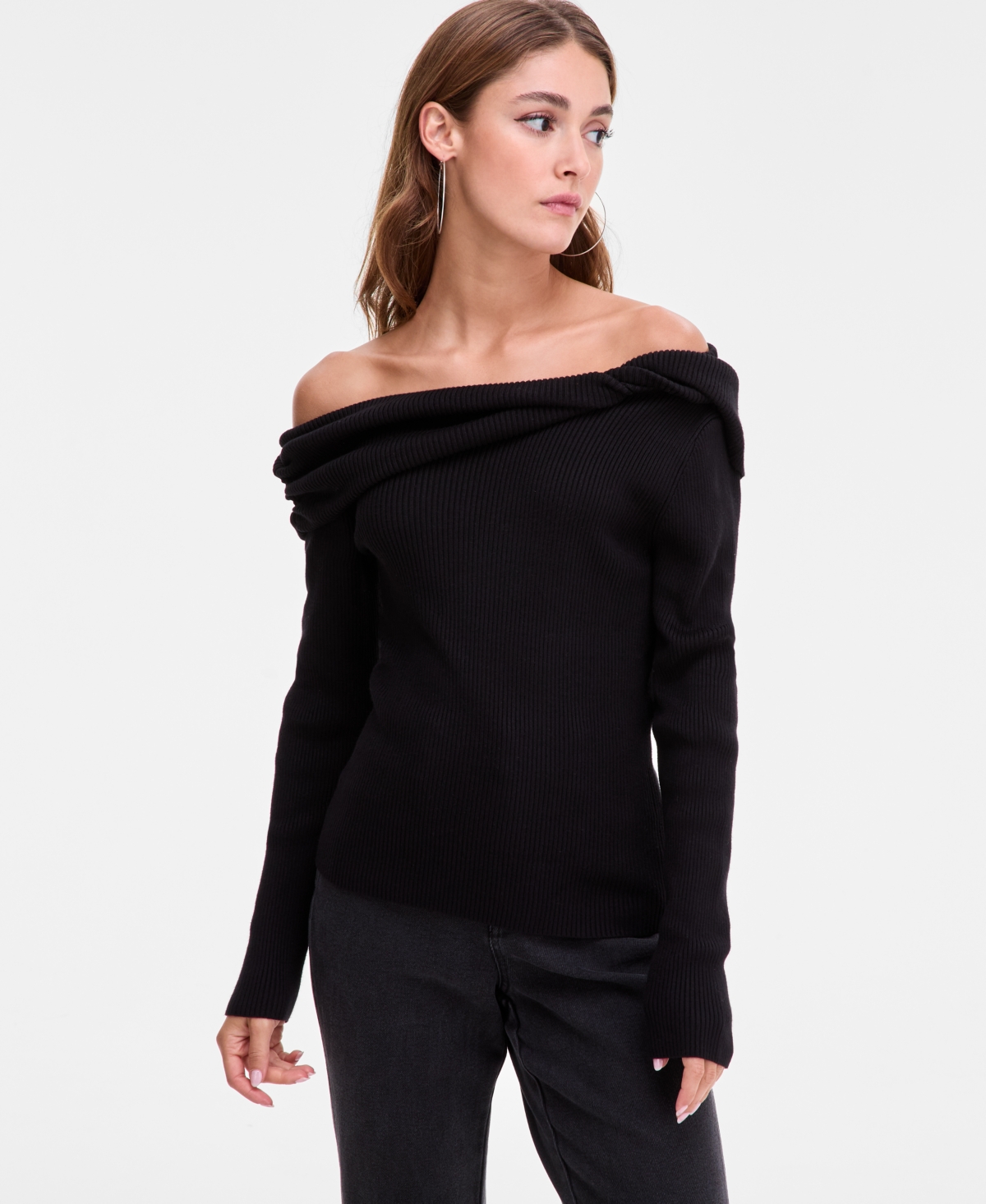 Click here for Bar Iii Womens Off-The-Shoulder Ribbed Sweater  Ma... prices