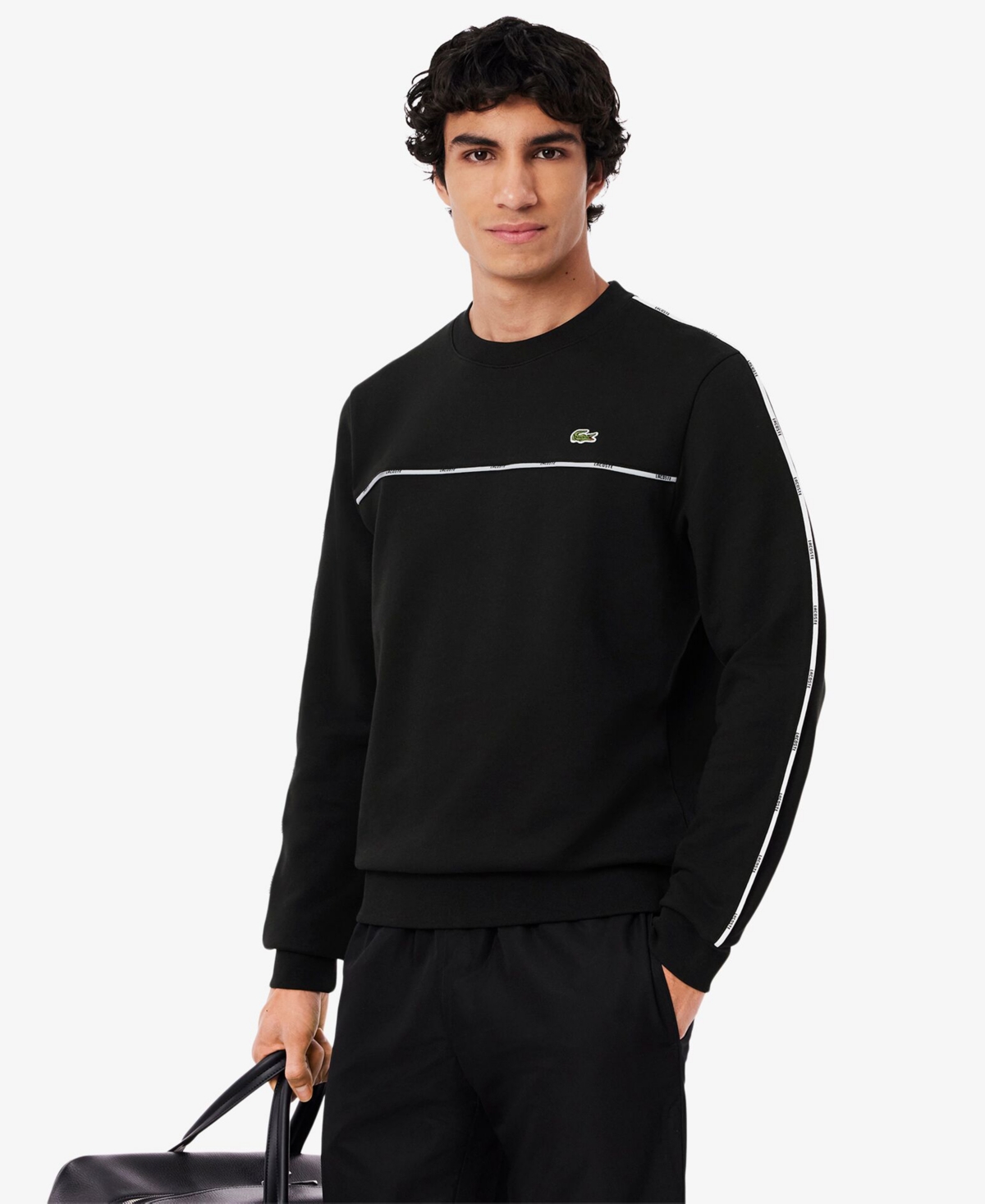 Click here for Lacoste Mens Logo Trim Sweatshirt - Black prices